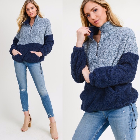 BellanBlue | Sweaters | Georgia Fuzzy Sweater Navy | Poshmark